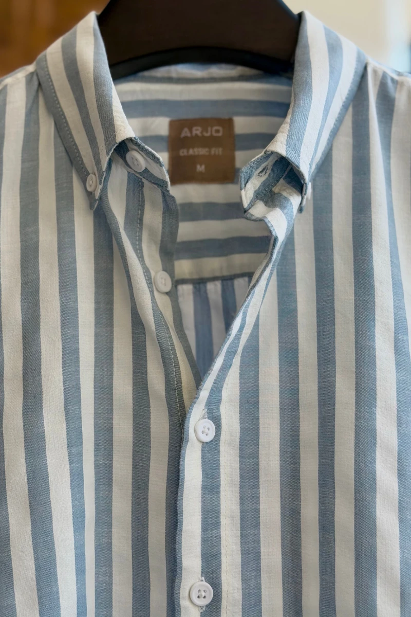 Powder Blue & White Stripe