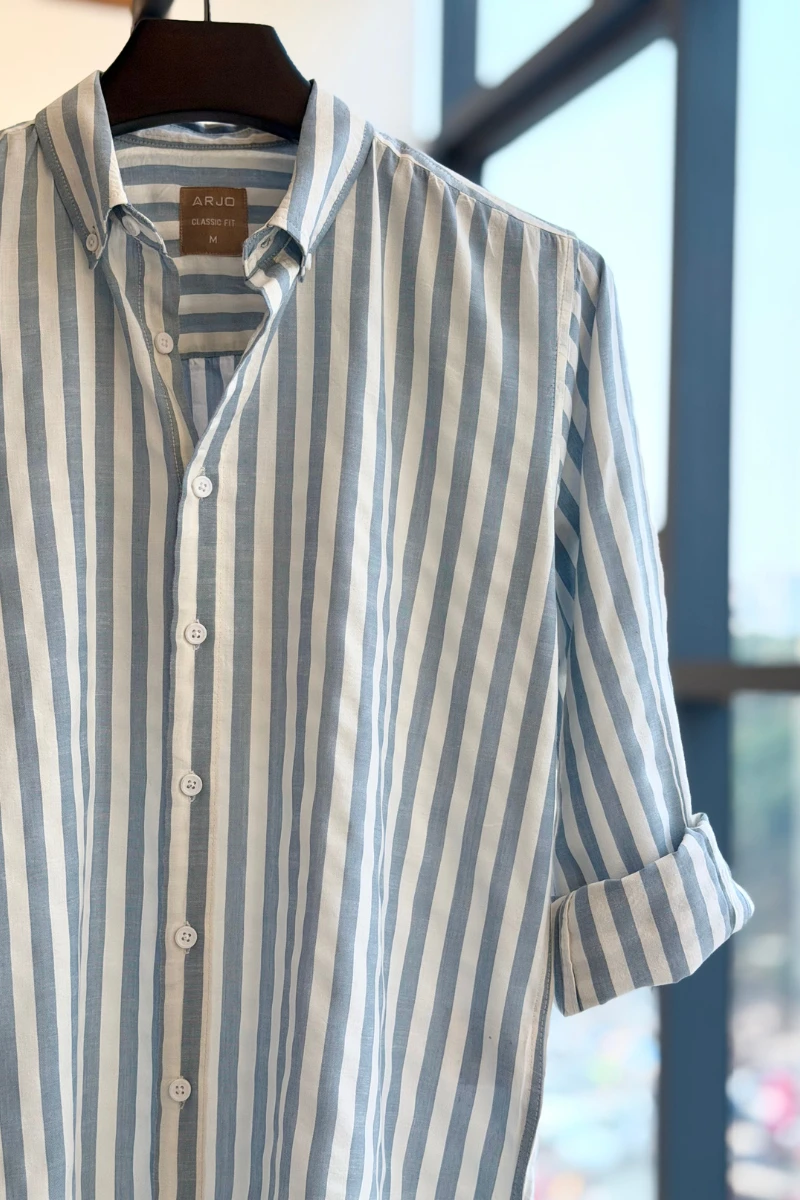 Powder Blue & White Stripe